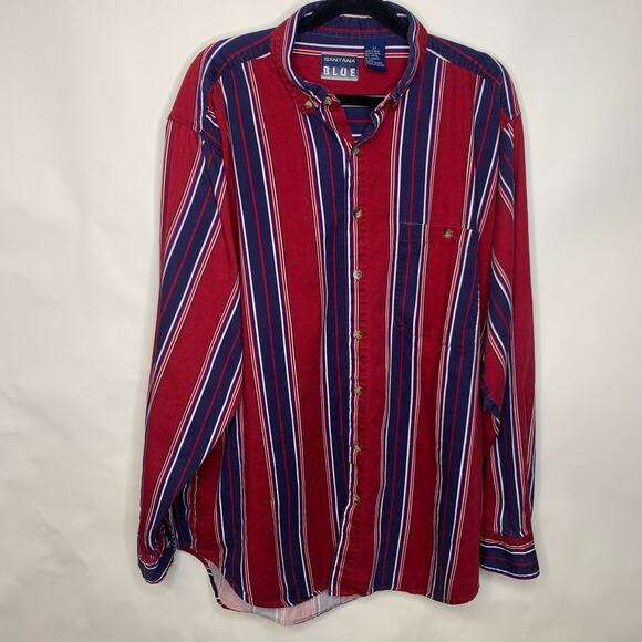 Vintage | Shirts | Vintage Cotton Vertical Stripe Button Up Heavy ...